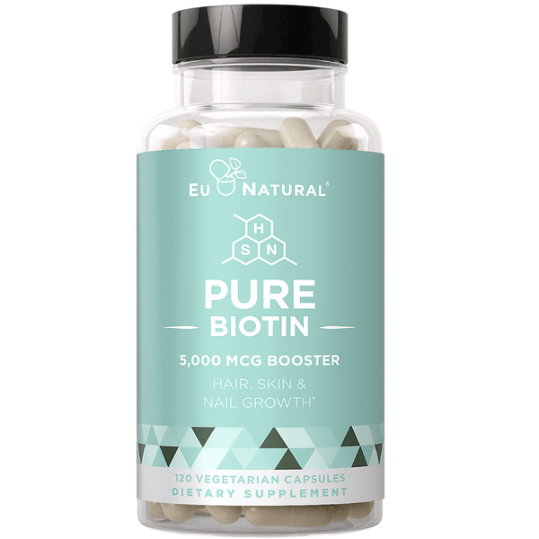 BIOTIN 5000 MCG Hair, Skin & Nails Supplement - Eu Natural